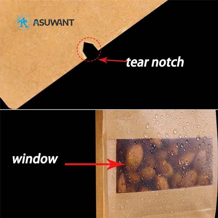 China Eco Friendly Soil Color Kraft Paper Zipper Bags Packing For Dried ...